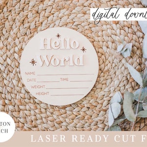 Hello World Baby Announcement Sign I'm Here Sign Newborn Birth Sign ...