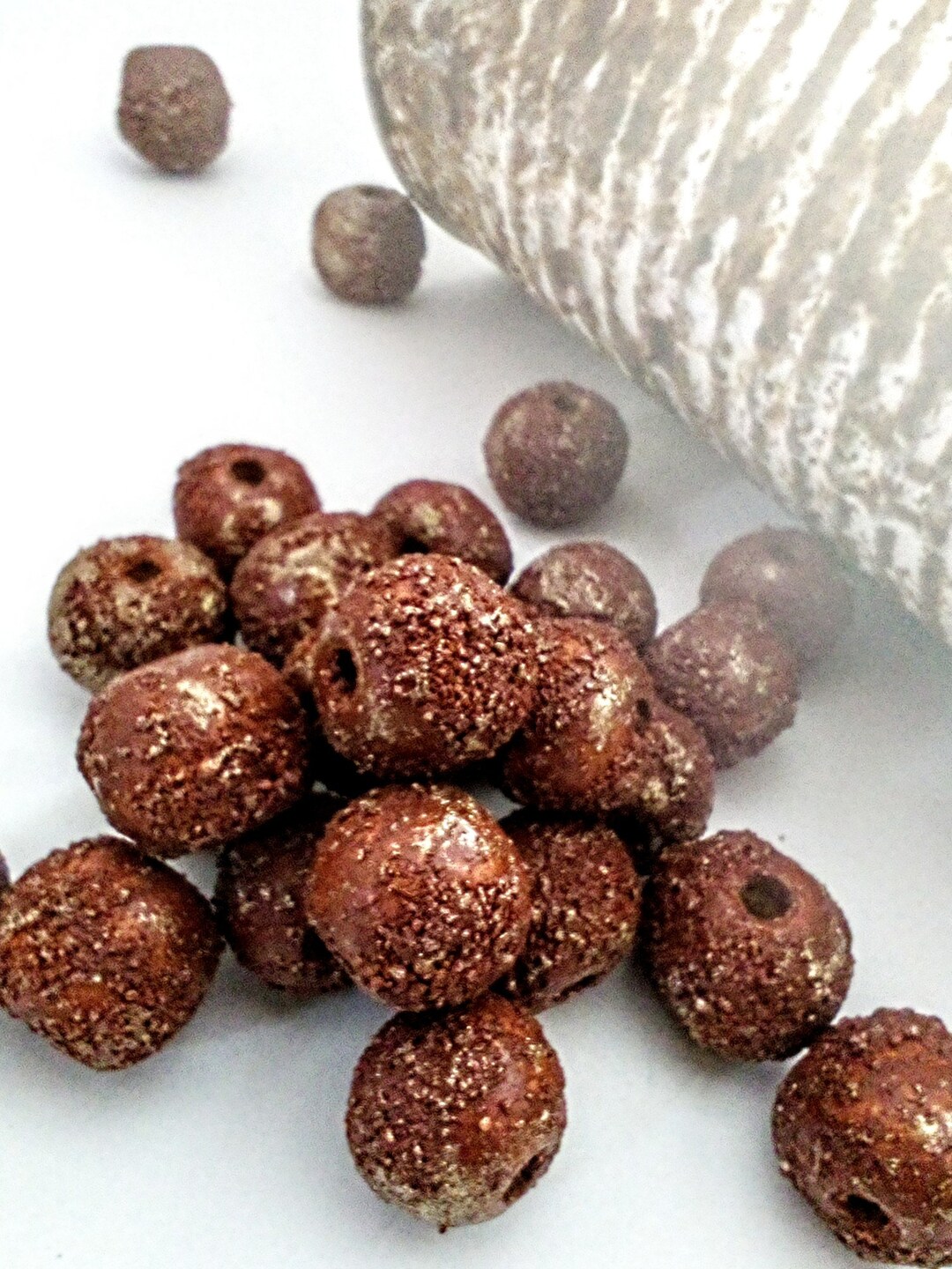 10 Rust 15mm Textured Hand-created Chunky Wood Accent Beads - Etsy