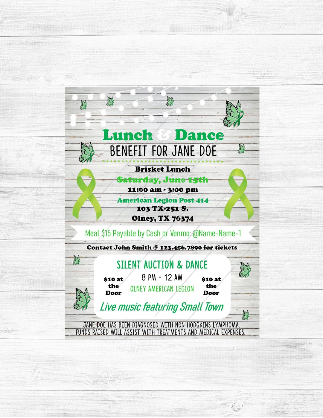 Medical Expenses Cancer Meal Dance Benefit Fundraiser 8 1/2 X 11 Flyer ...