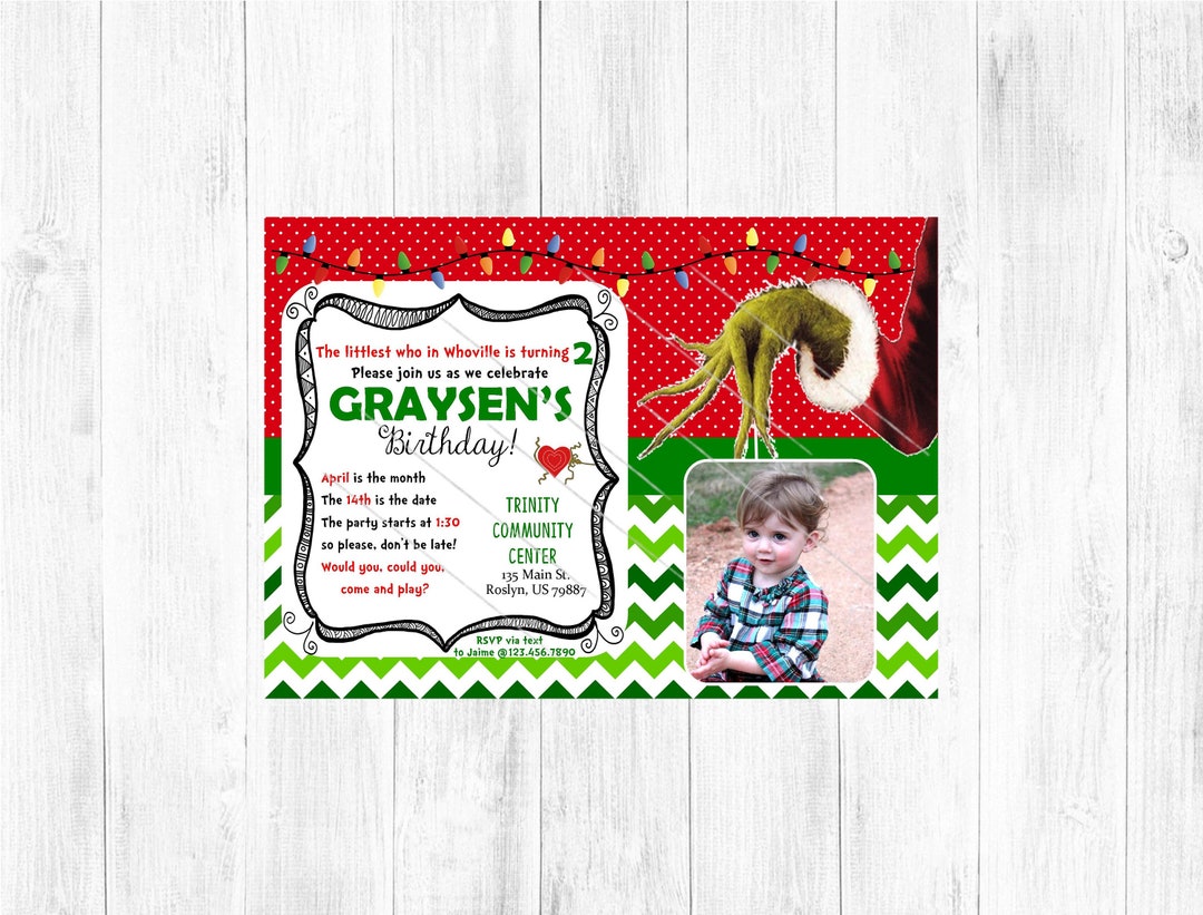 Grinch Whoville Christmas Birthday 5x7 Invitation *digital File* - Etsy