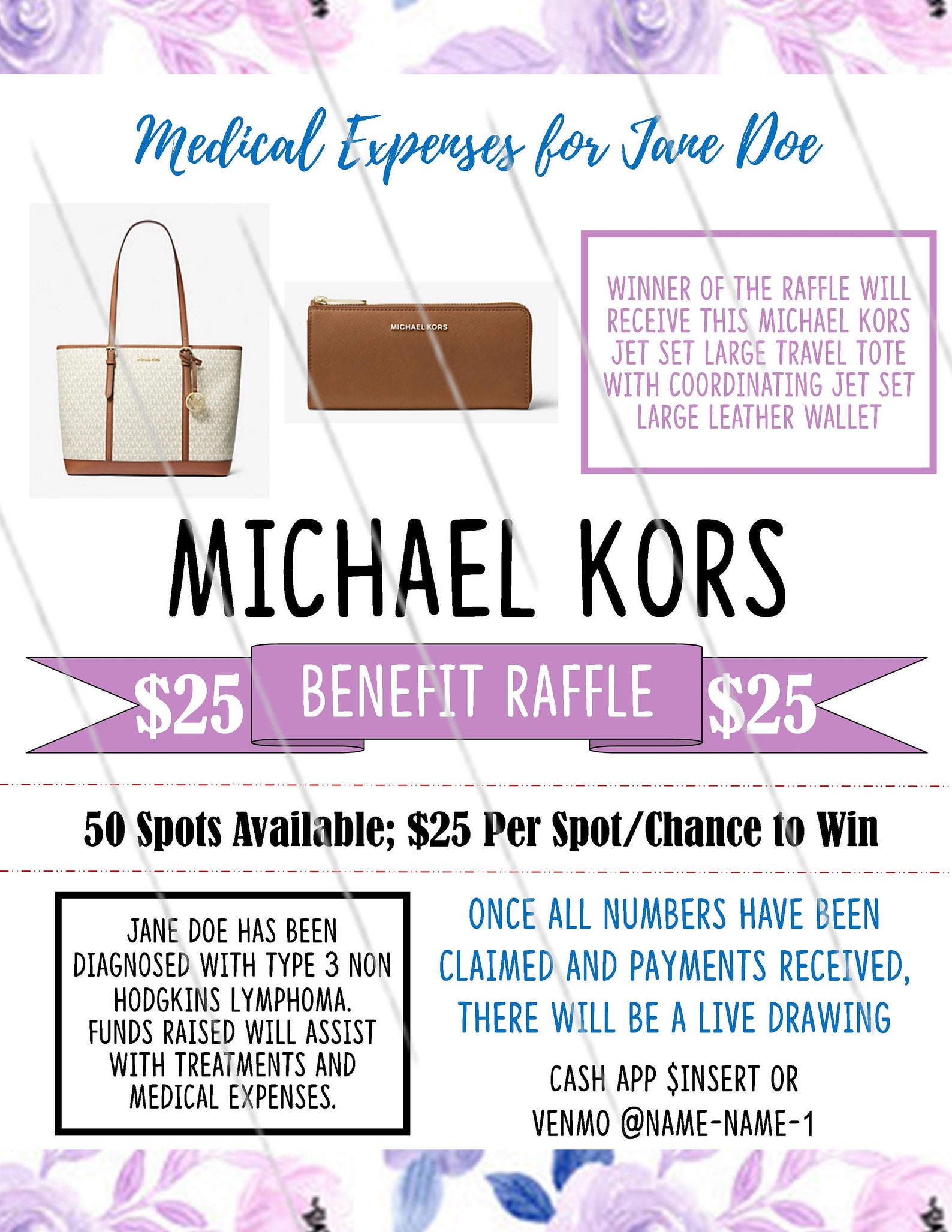 Purse Raffle Fundraiser 8 1/2 X 11 Flyer *digital File* - Etsy