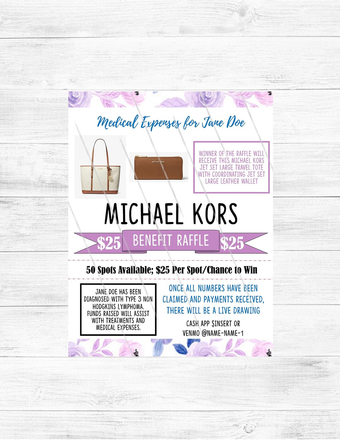 Purse Raffle Fundraiser 8 1/2 X 11 Flyer *digital File* - Etsy