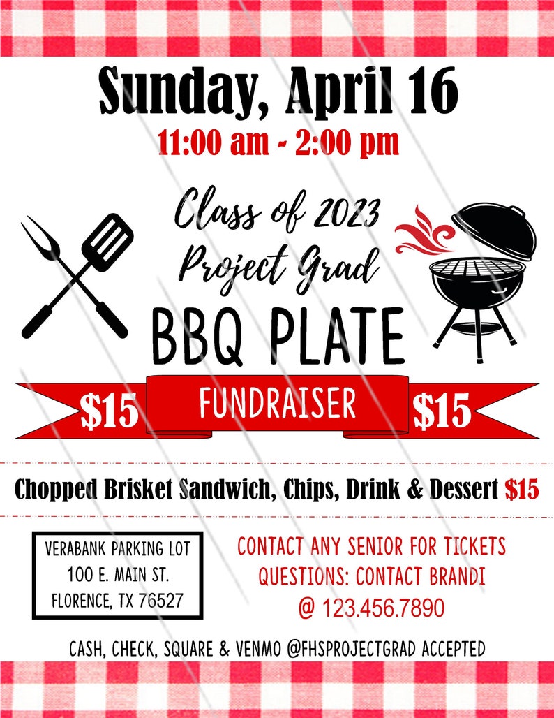 BBQ Plate Fundraiser 8 1/2 X 11 Flyer *digital File* - Etsy
