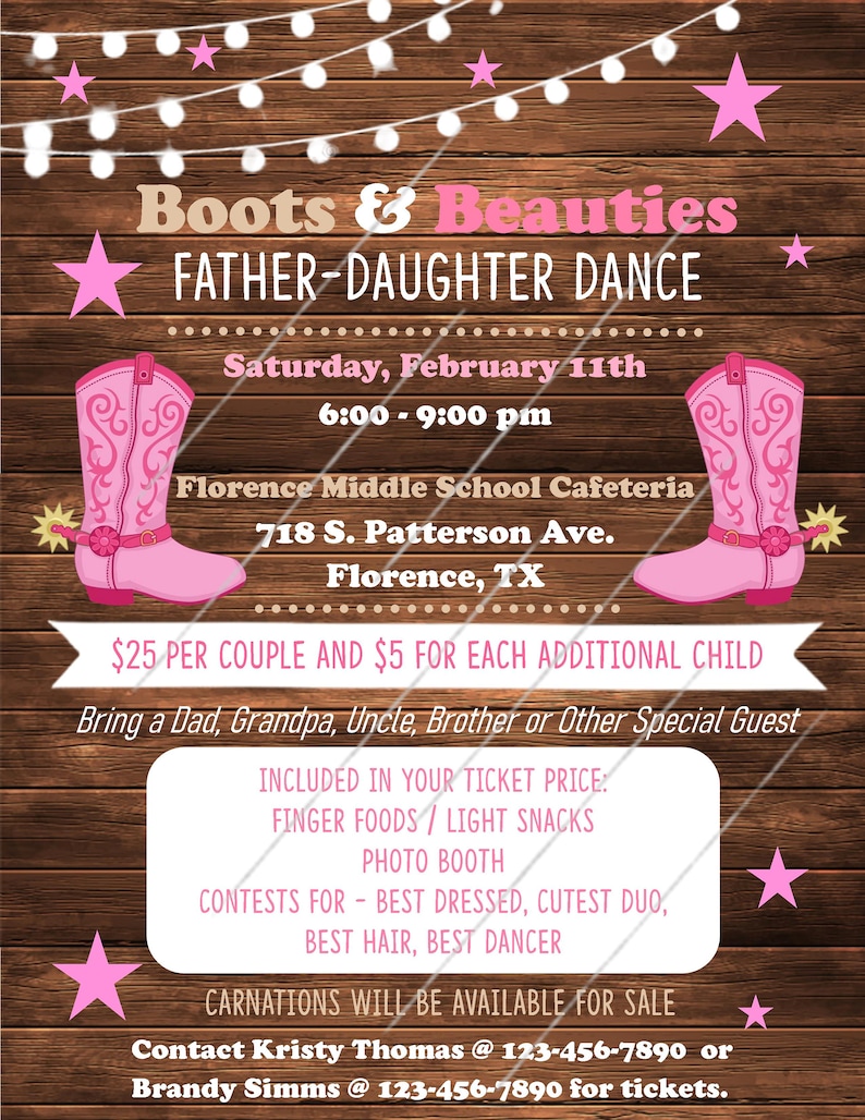 Boots & Beauties Father Daughter Dance 8 1/2 X 11 Flyer *digital File ...