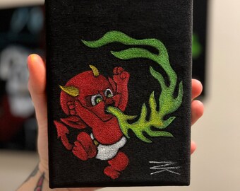 Hot Stuff Devil Traditional Tattoo Flash Black Velvet Painting - Etsy