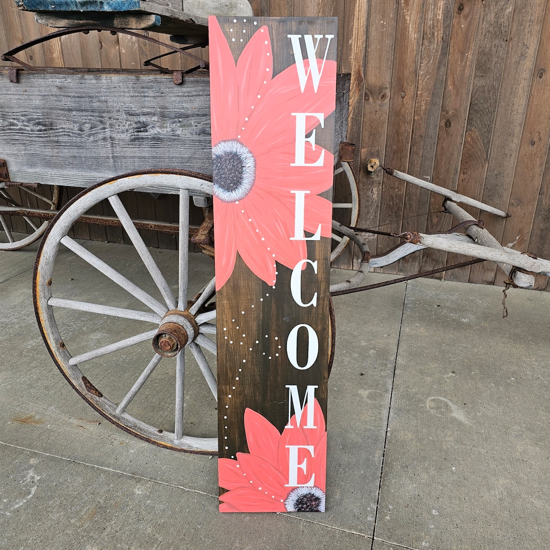 Daisy Flower Welcome Porch Leaner. Outdoor Welcome Sign. Welcome Flower ...