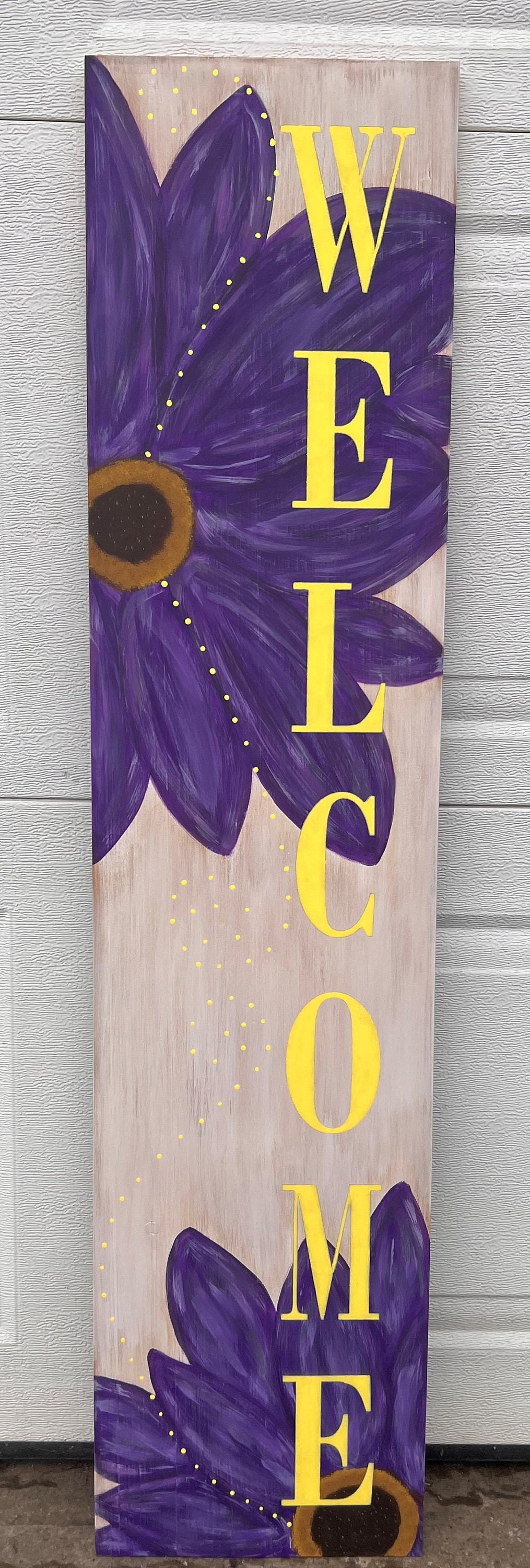 Daisy Flower Welcome Porch Leaner. Outdoor Welcome Sign. Welcome Flower ...