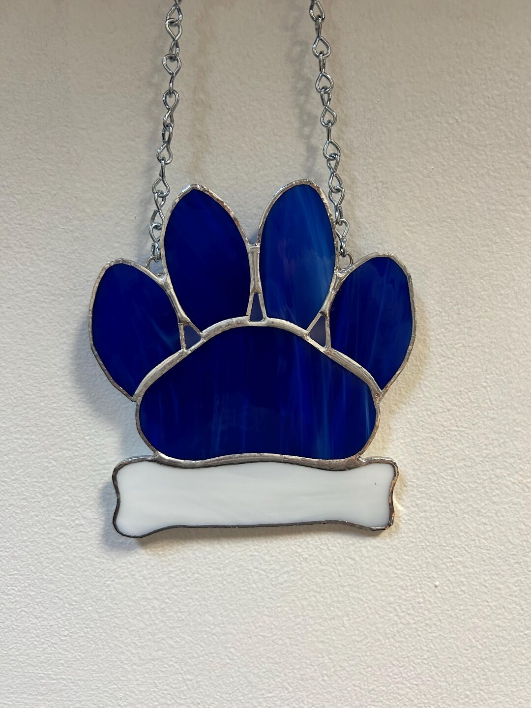 Blue Stained Glass Dog Paw - Etsy