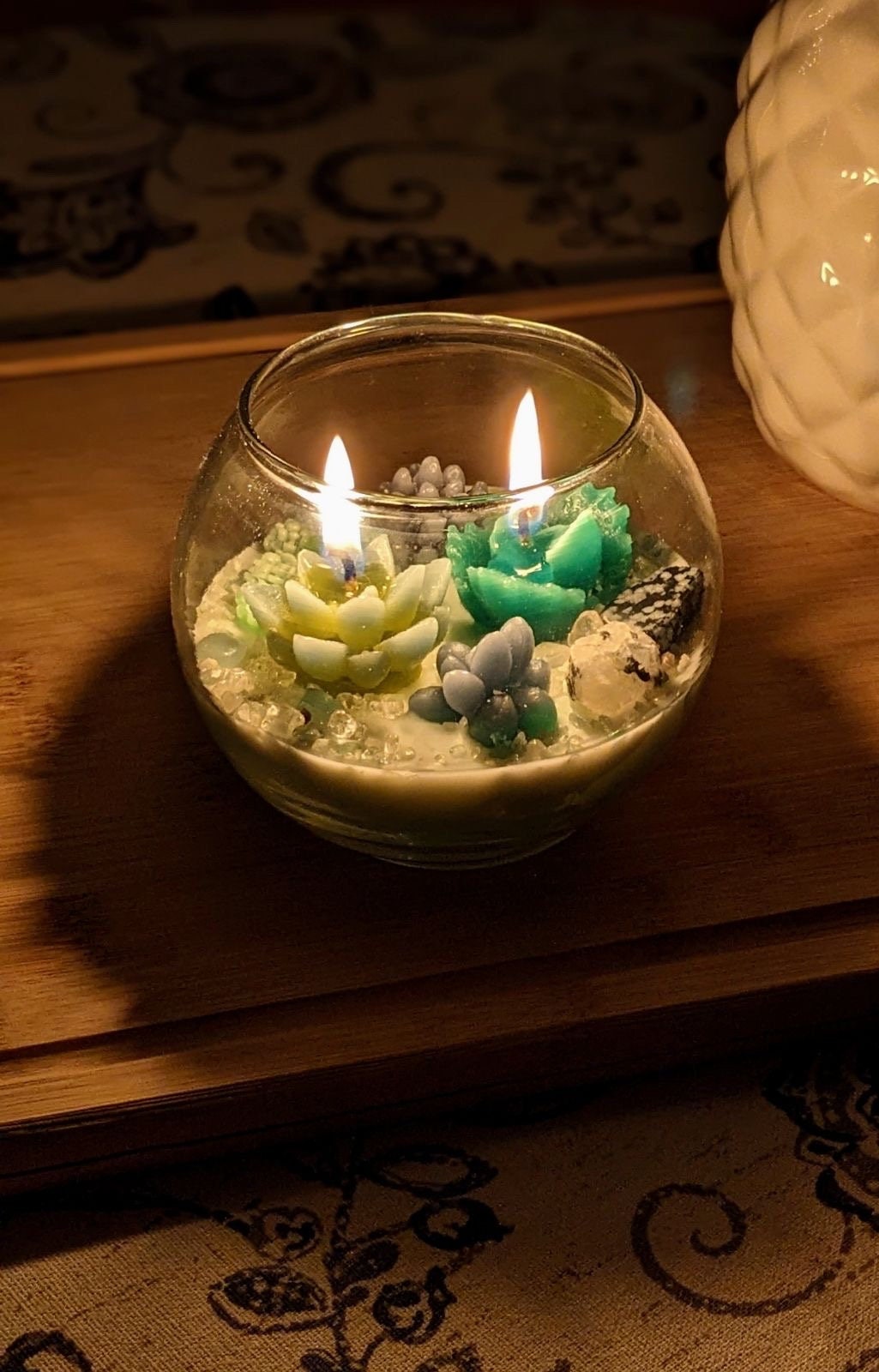 Succulent Decorative Candle Two Wick Candle terrarium Candle Plant Lady ...