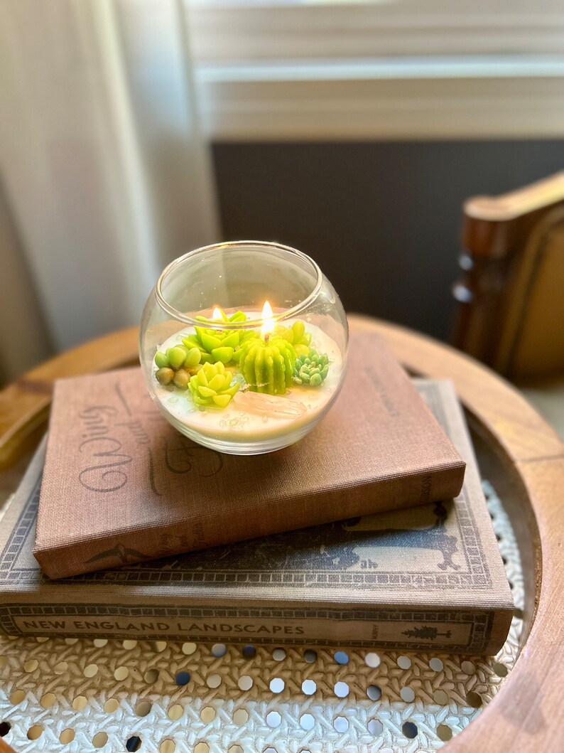 Succulent Decorative Candle Two Wick Candle terrarium Candle Plant Lady ...