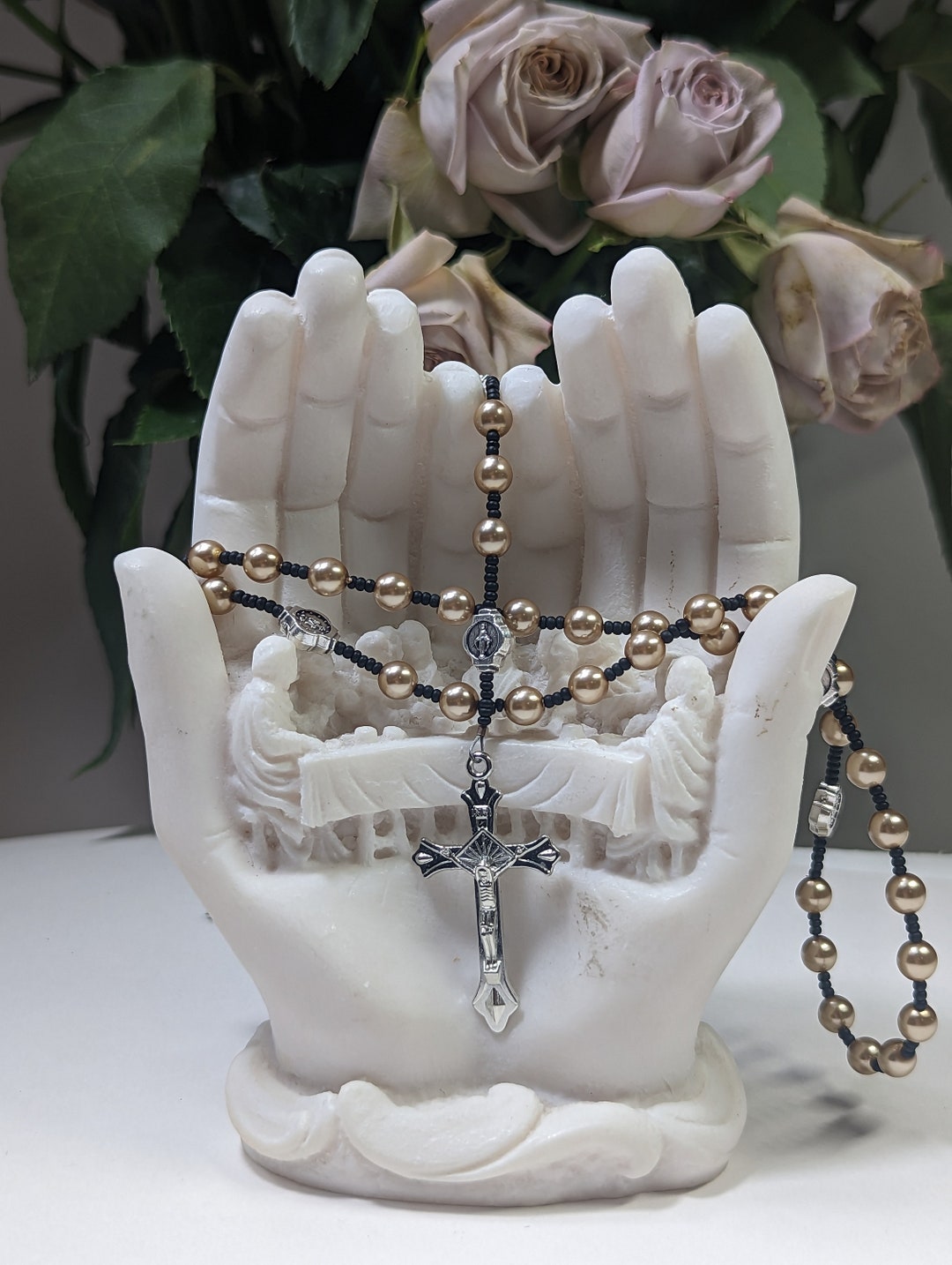 Divine Mercy Wire Rosary - Butterscotch Beads, Divine Mercy 'our Father ...