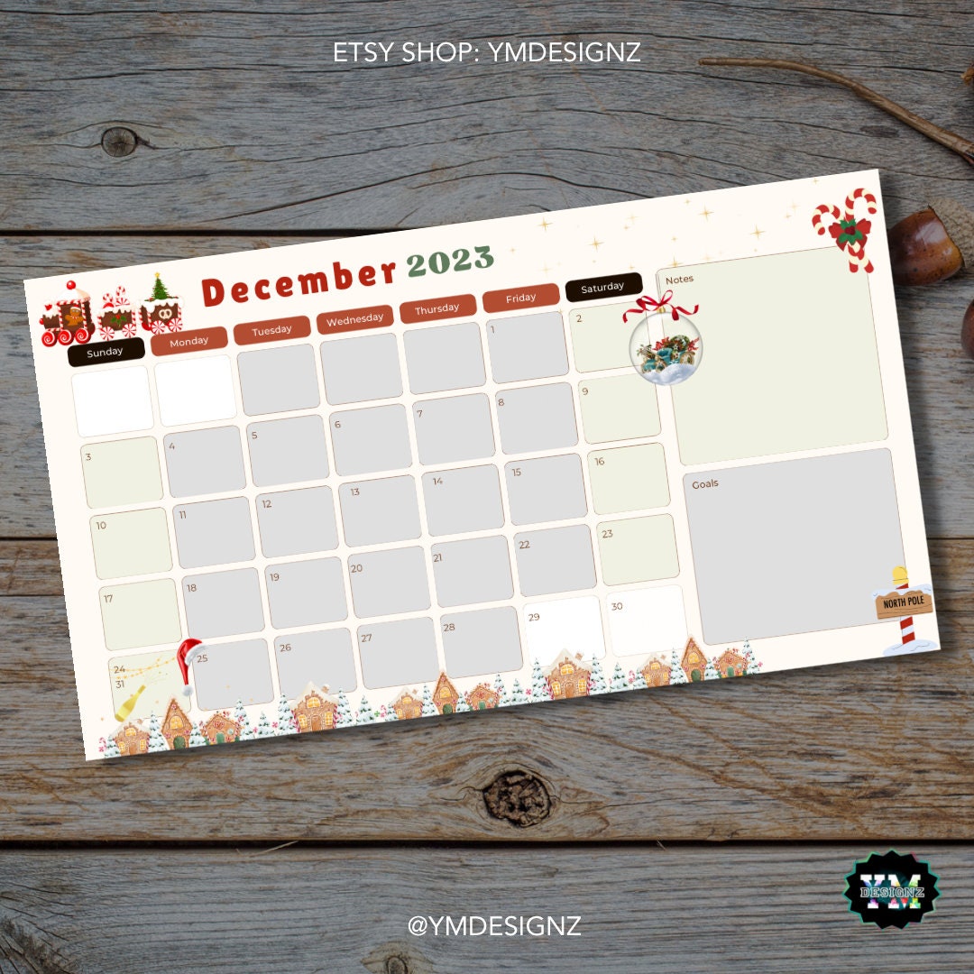 December Printable Calendar - Etsy