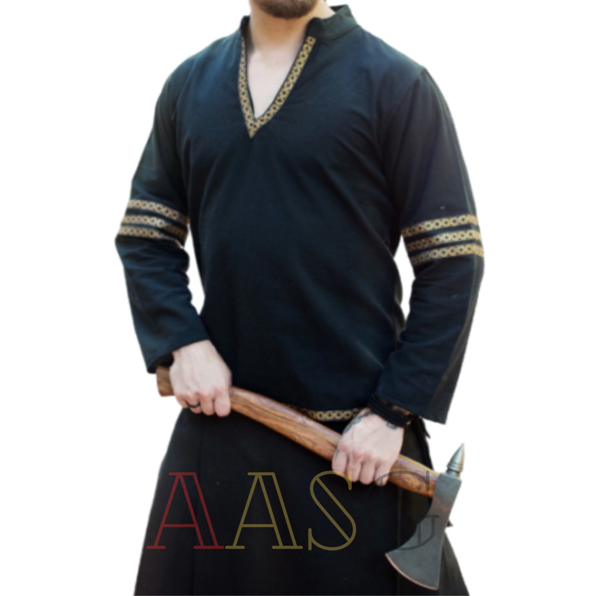 Medieval Tunic Full Sleeve Sca Larp Cotton Fabric Aketon Renaissance of ...