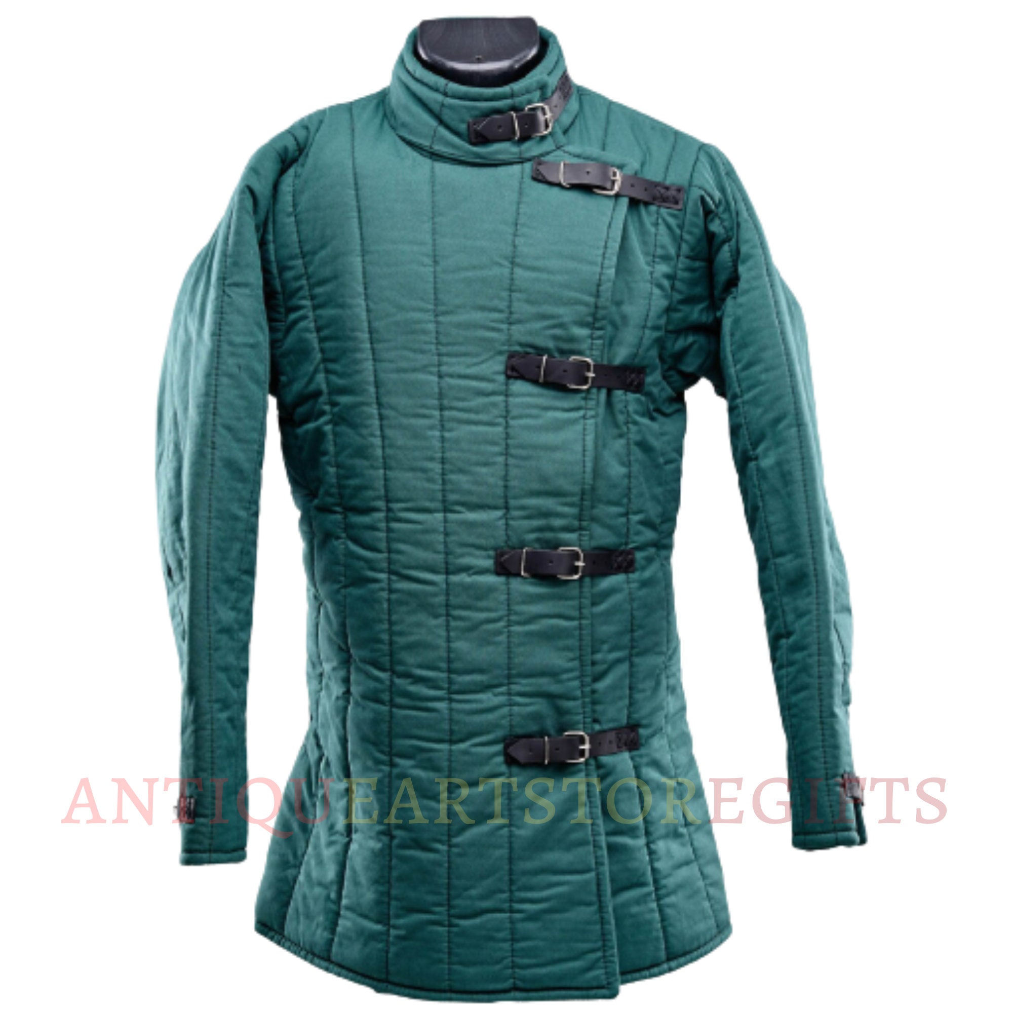 Medieval Gambeson Short Padded Protective Armor Full Sleeve Aketon ...