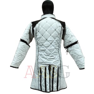 Medieval Padded Cotton Gambeson: Leather Trim Armor Jacket - Etsy