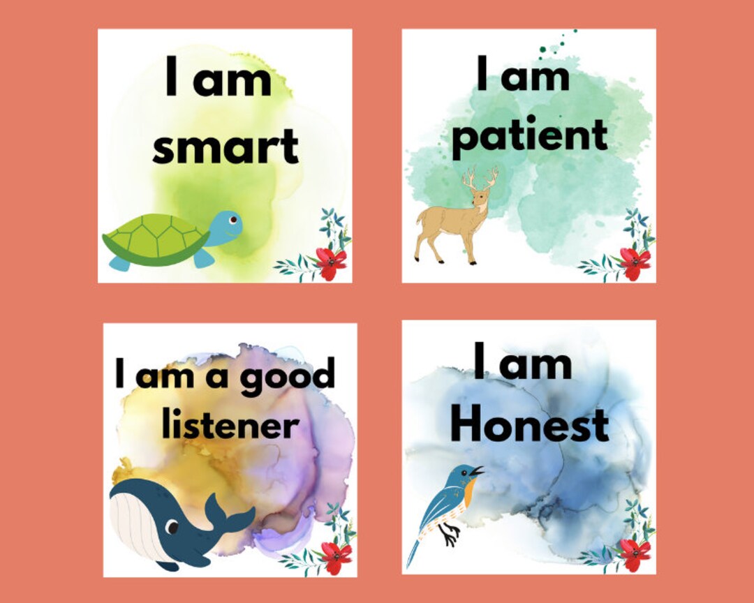12 Affirmation Flash Cards Montessori Flash Cards Pre-school Cards ...