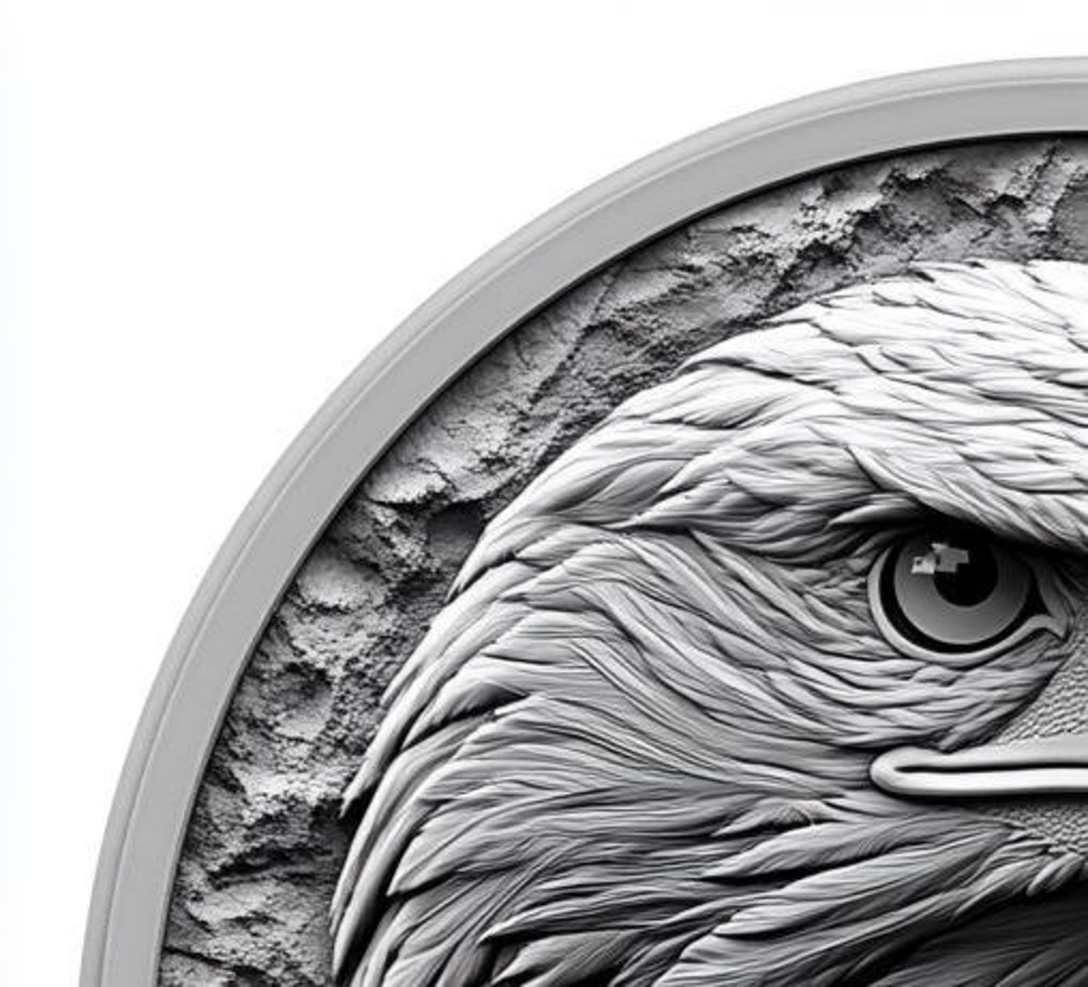 3D Eagle Coin Engraving File: Depth Map for Fiber Laser (PNG, Lightburn ...