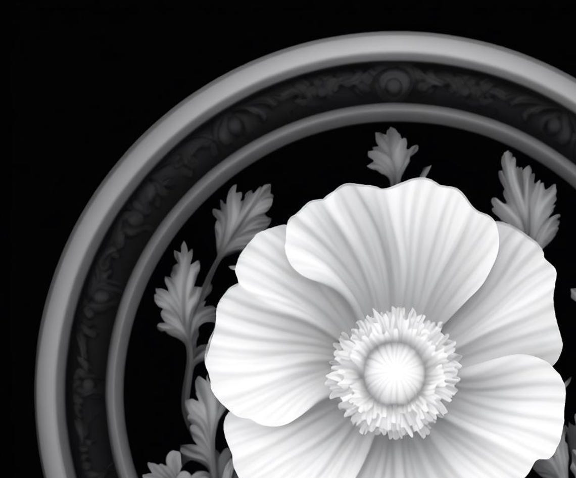 3D Floral Coin Depth Map Engraving: Laser CNC PNG File - Etsy