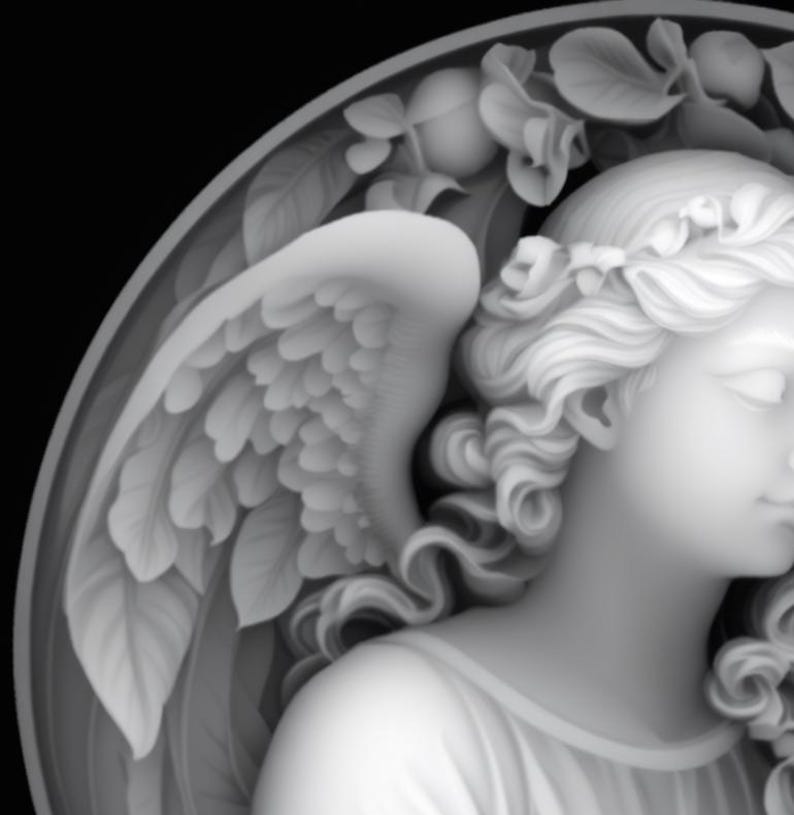 3D Angel Coin Depth Map Engraving: Fiber Laser PNG File - Etsy