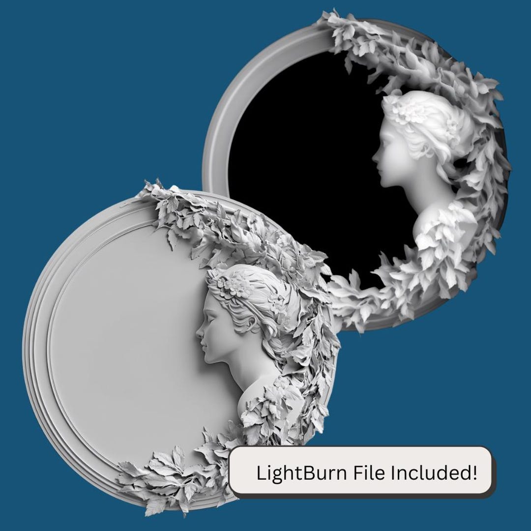 3D Coin Depth Map: Woman With Laurel Wreath - Laser Engraving File (PNG ...