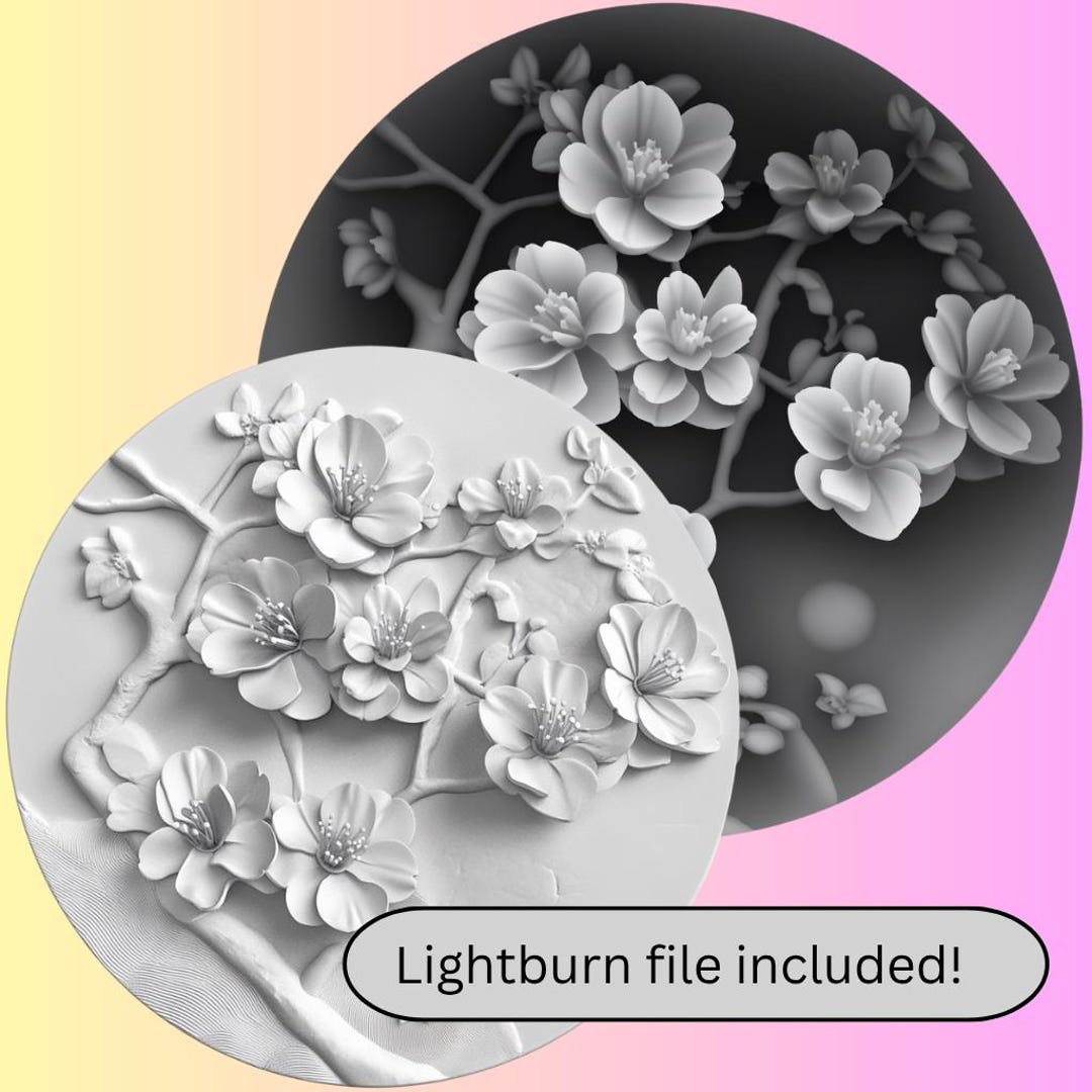 Cherry Blossom Brass Challenge Coin PNG: 3D Laser Engraving Template ...