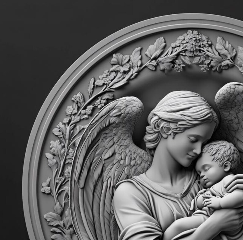 3D Angel & Babe Coin Depth Map: Fiber Laser Engraving (PNG File) - Etsy