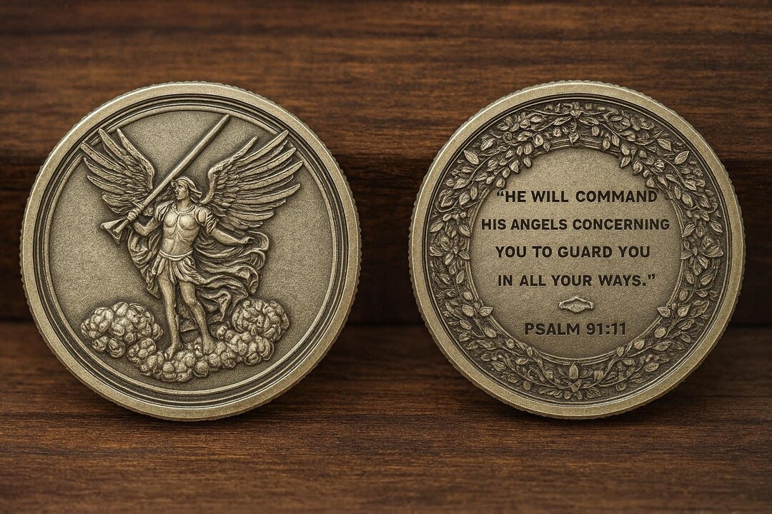 St Michael Brass Challenge Coin: Christian Religious Keepsake - Etsy