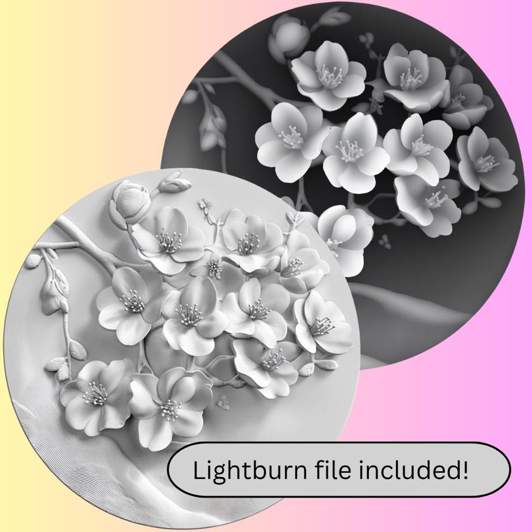 Cherry Blossom Brass Challenge Coin PNG: 3D Laser Engraving Template ...