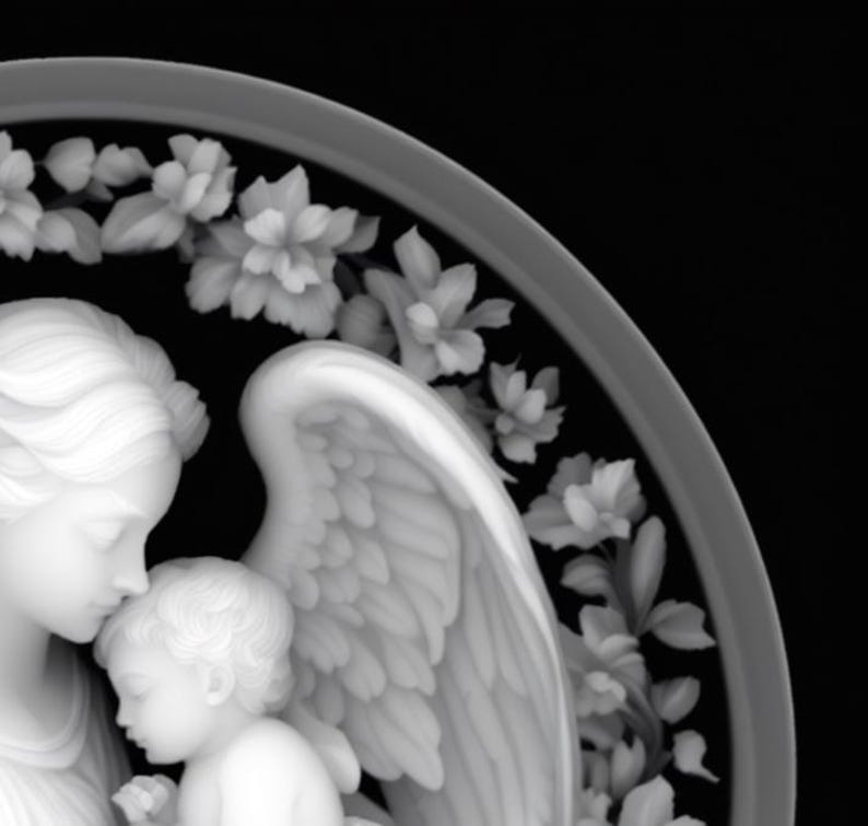 3D Angel & Child Coin Engraving Depth Map: Fiber Laser CNC PNG (digital ...
