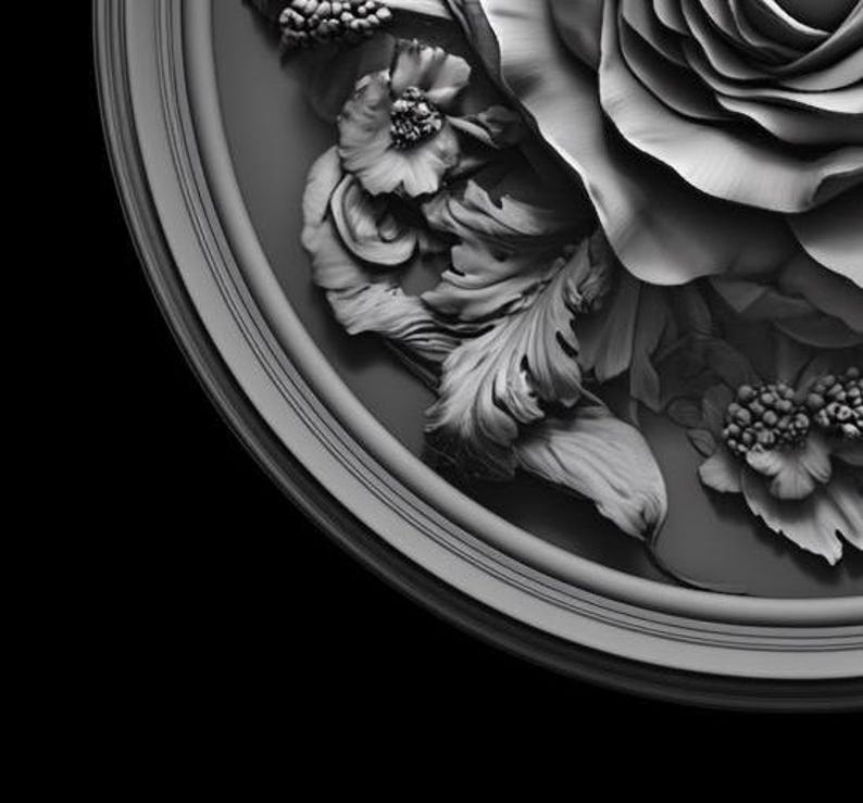 3D Rose Coin Engraving Depth Map: Laser Cut CNC File (PNG) - Etsy