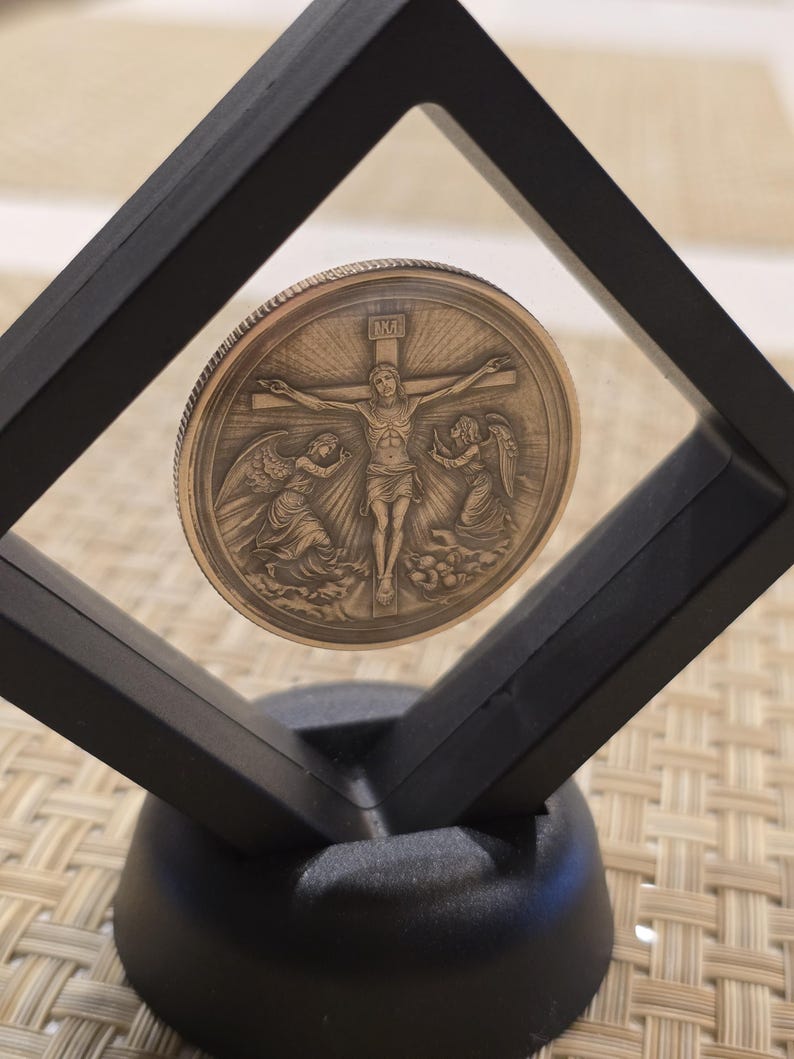 Brass Catholic Challenge Coin: Jesus Crucifix Design - Spiritual ...