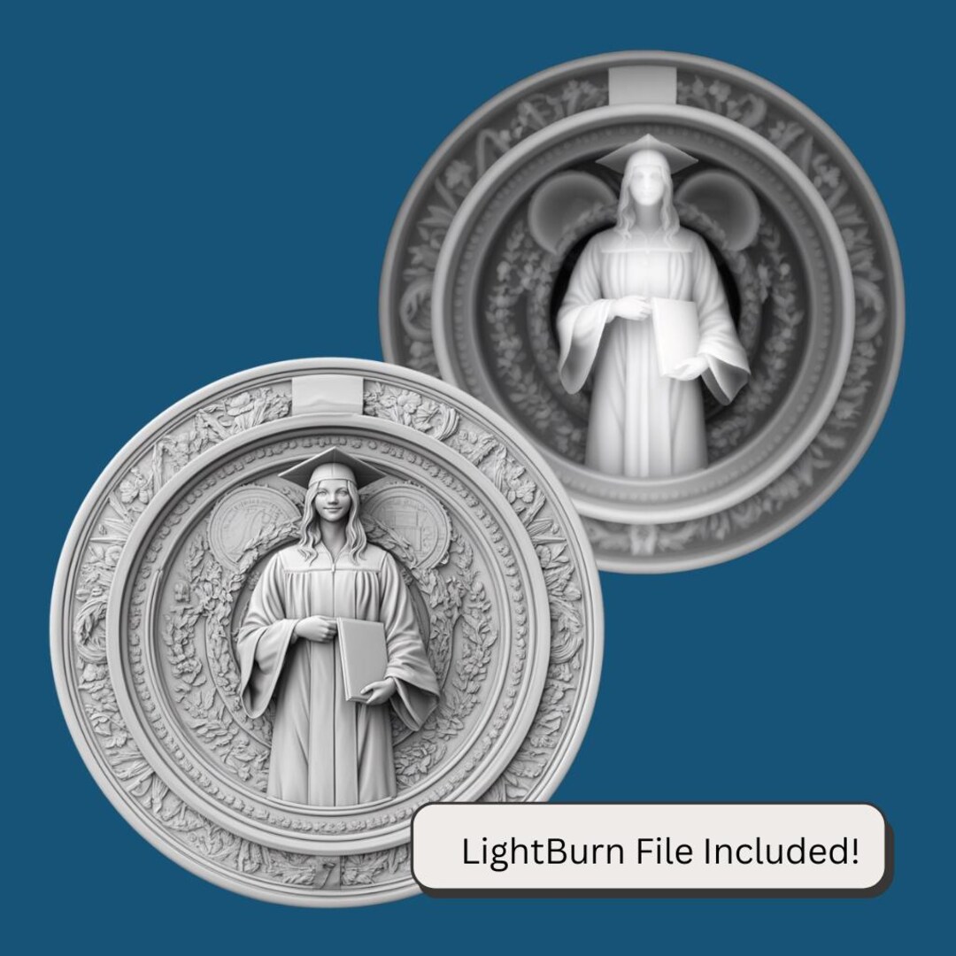 Graduation Coin 3D Engraving File: Fiber Laser Design (PNG, Lightburn ...