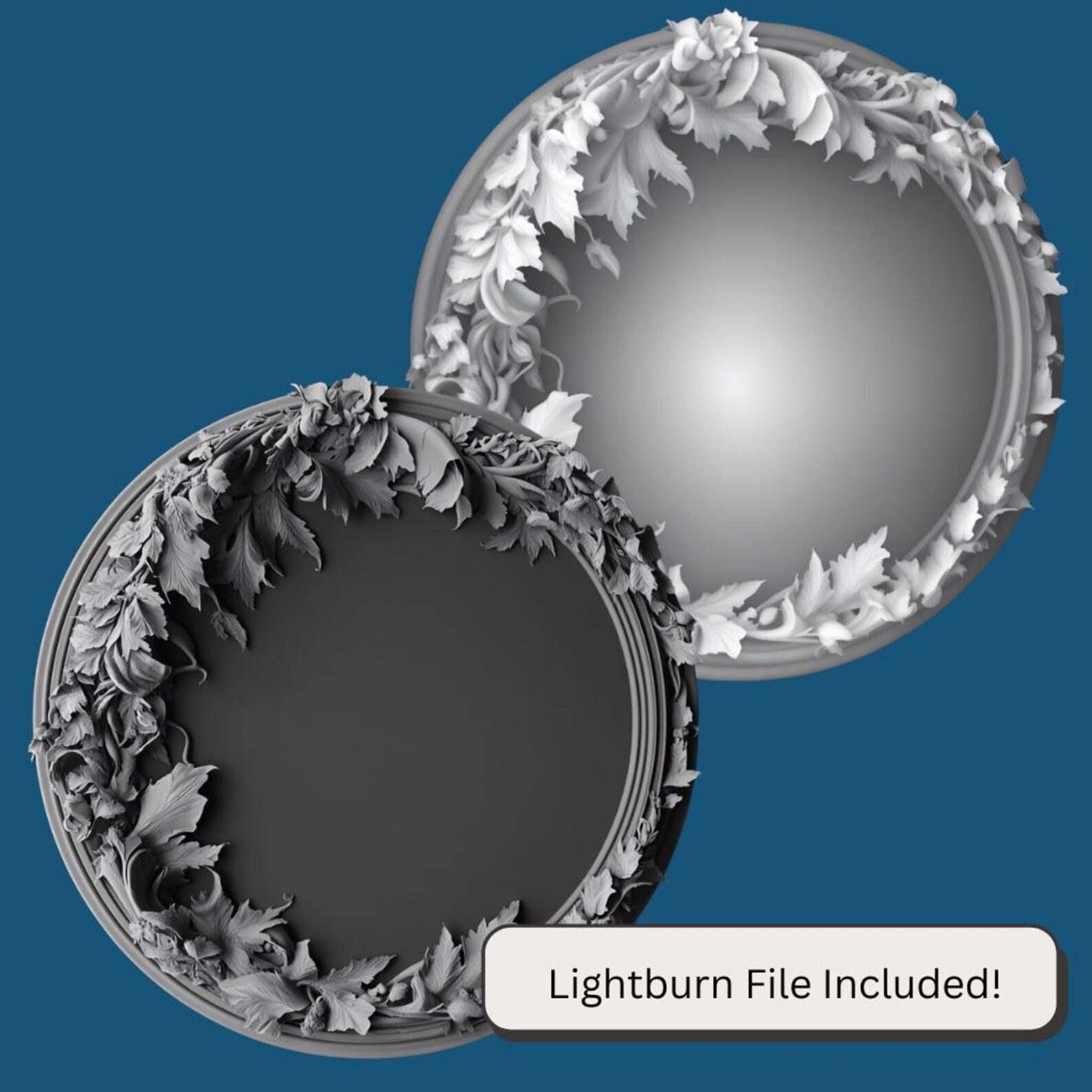 3D Coin Engraving File: Floral Border, Depth Map (lightburn) - Etsy