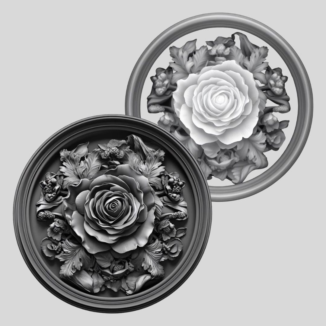 3D Rose Coin Depth Map Engraving: Laser Cut PNG File - Etsy
