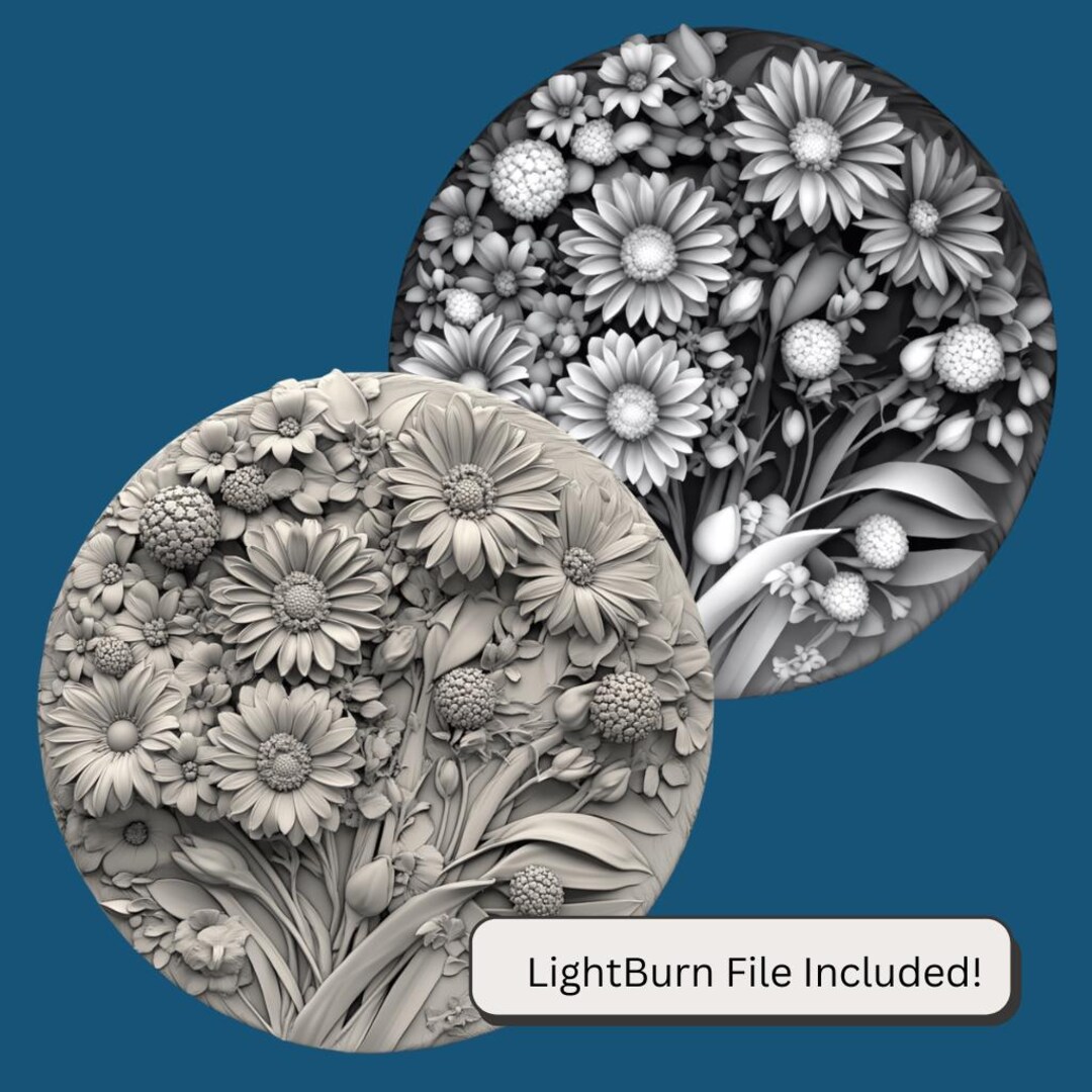 Floral Coin Depth Map: 3D Engraving PNG File (lightburn) - Etsy