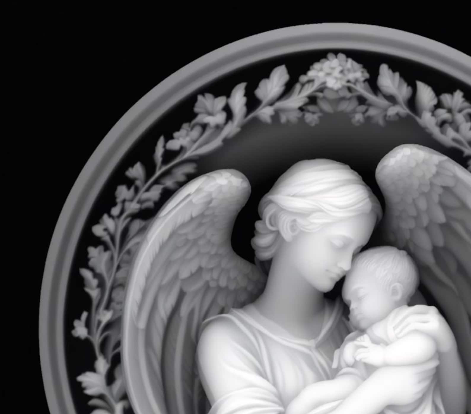 3D Angel & Babe Coin Depth Map: Fiber Laser Engraving (PNG File) - Etsy