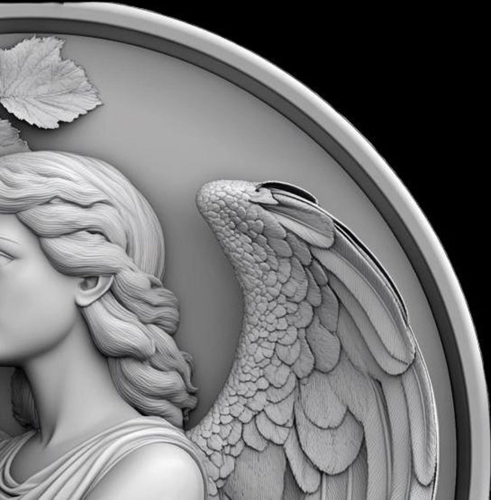 3D Angel Coin Depth Map Engraving: Laser Cut PNG File - Etsy