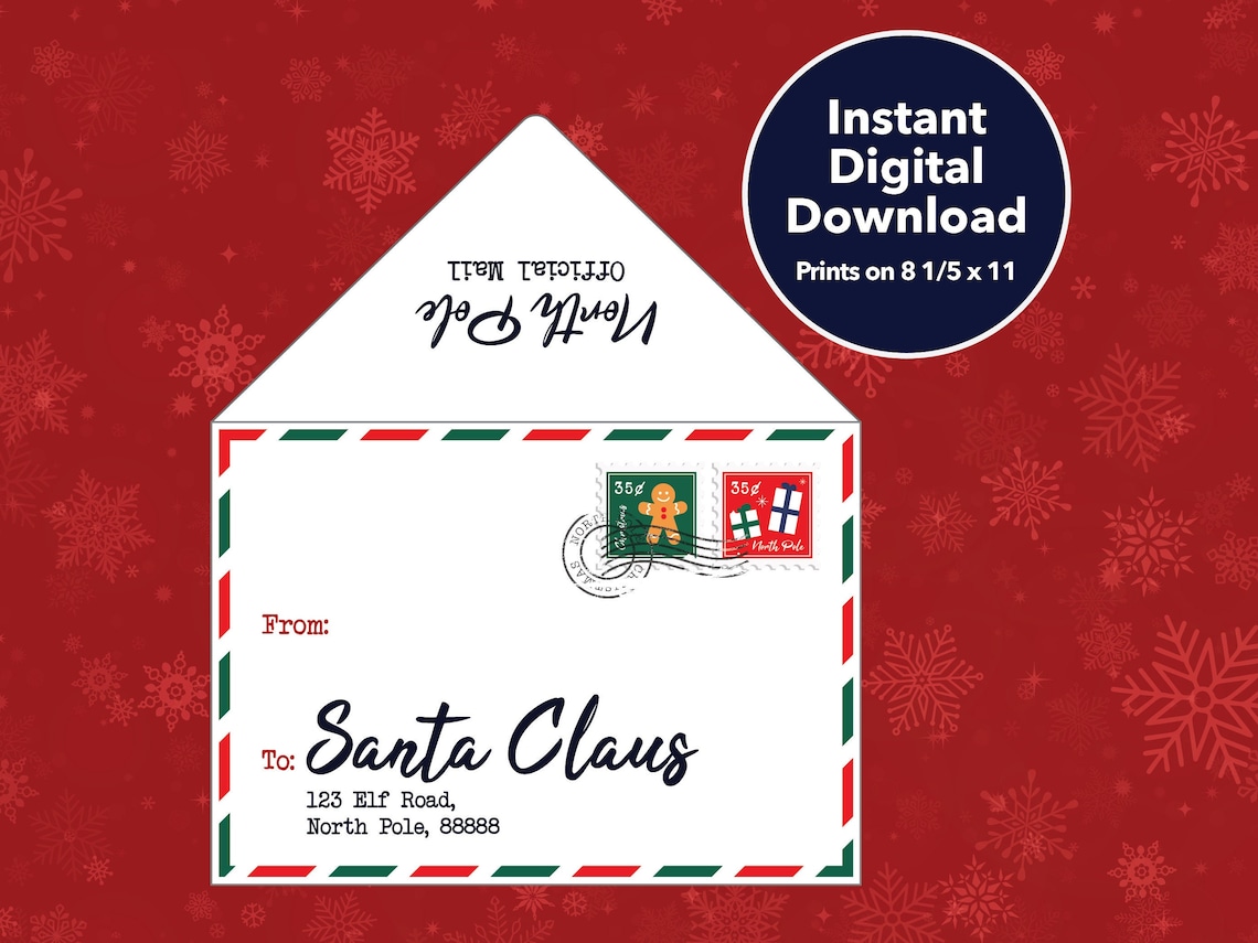 Printable Santa Claus Envelope Template Christmas Tree Envelope ...