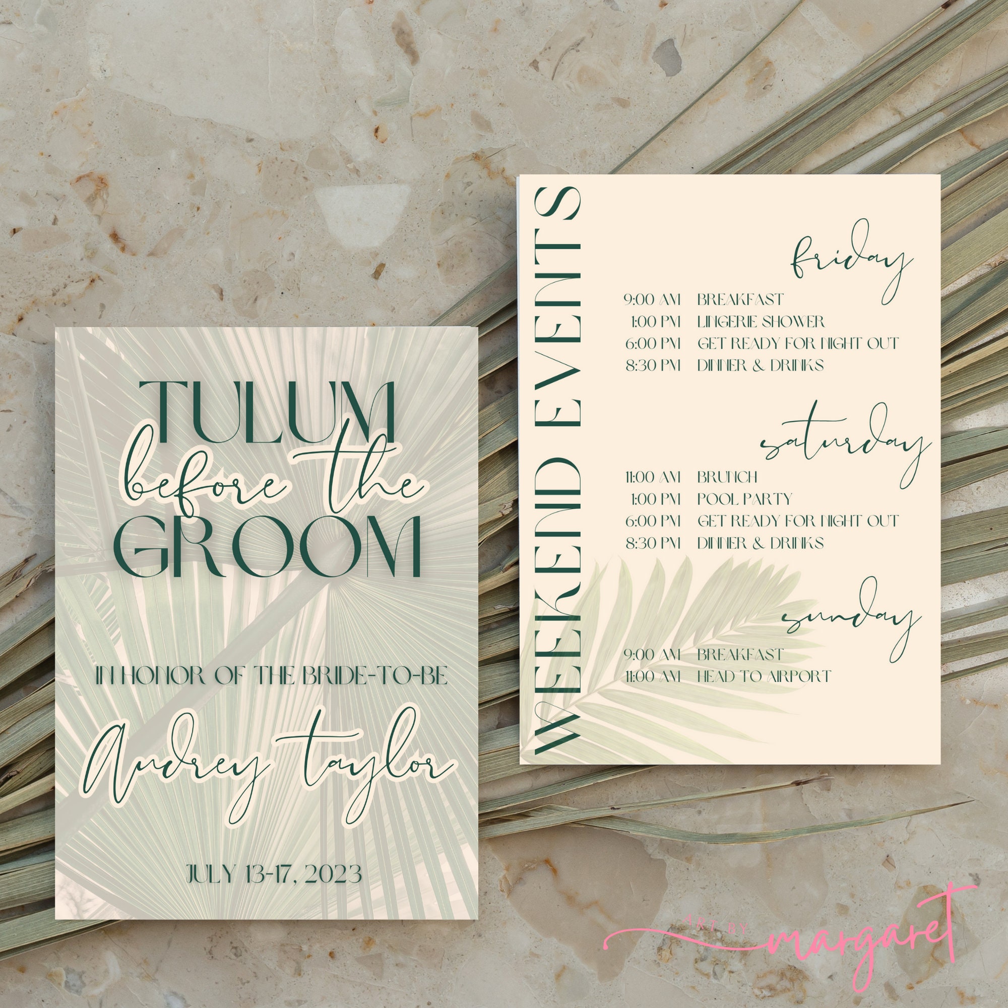 Tulum Before the Groom Bachelorette Invitation Template Editable ...