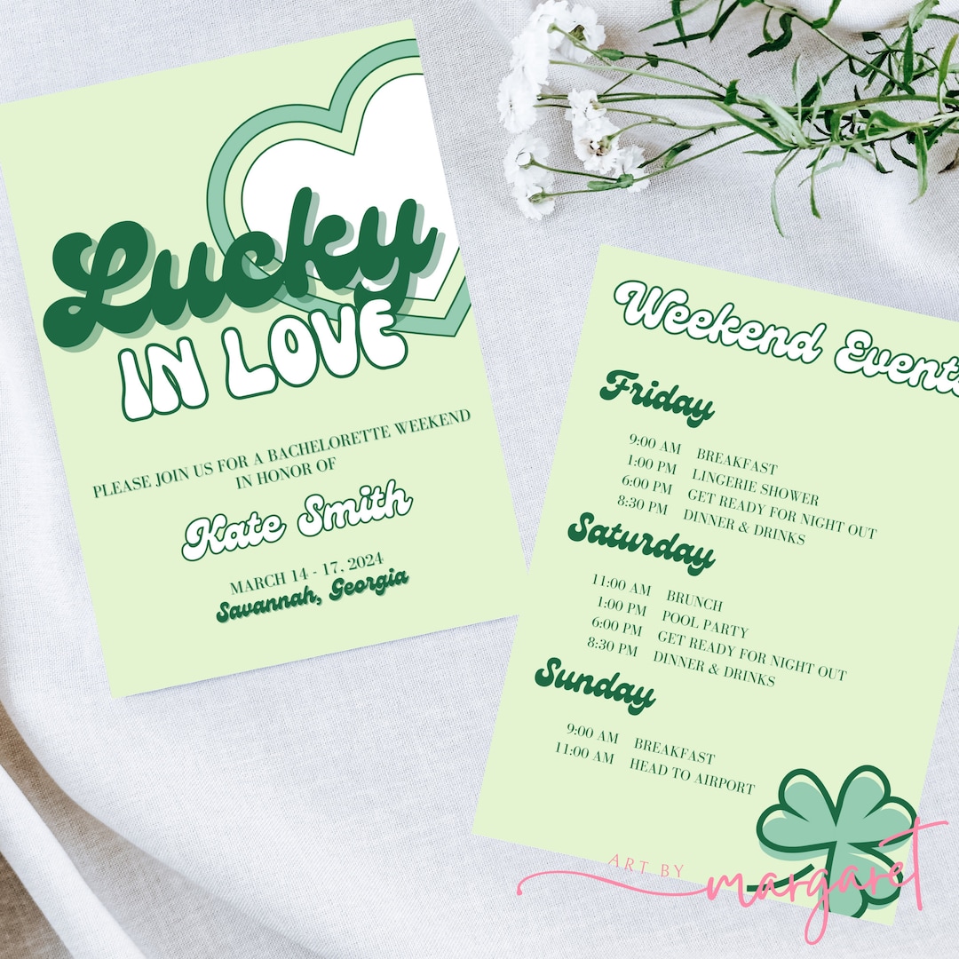 Lucky in Love Bachelorette Invitation Template | St. Patricks Day ...