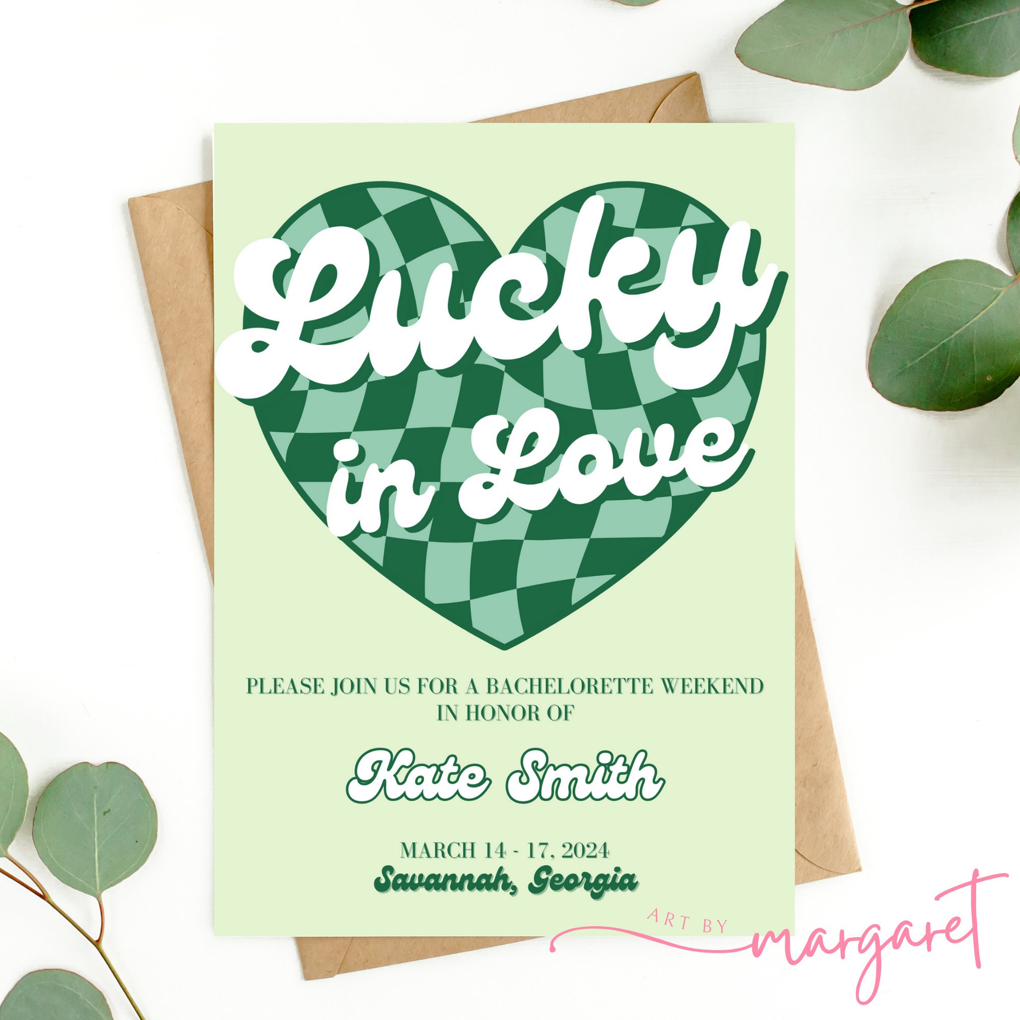 Lucky in Love Bachelorette Invitation Template | St. Patricks Day ...