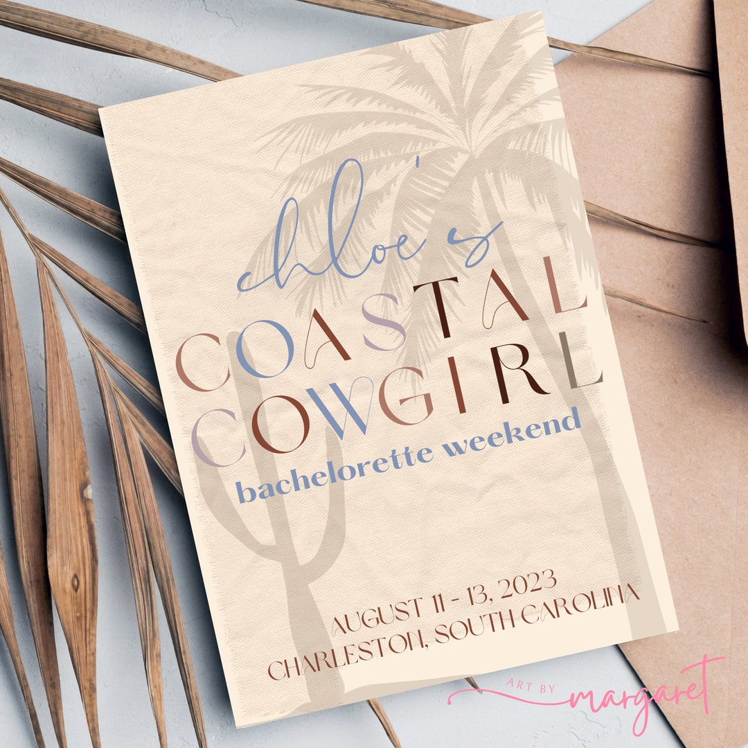 Coastal Cowgirl Bachelorette Editable Invitation | Editable Template ...