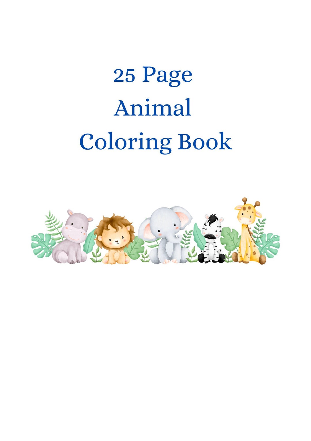 25 Page Animal Color Book - Etsy
