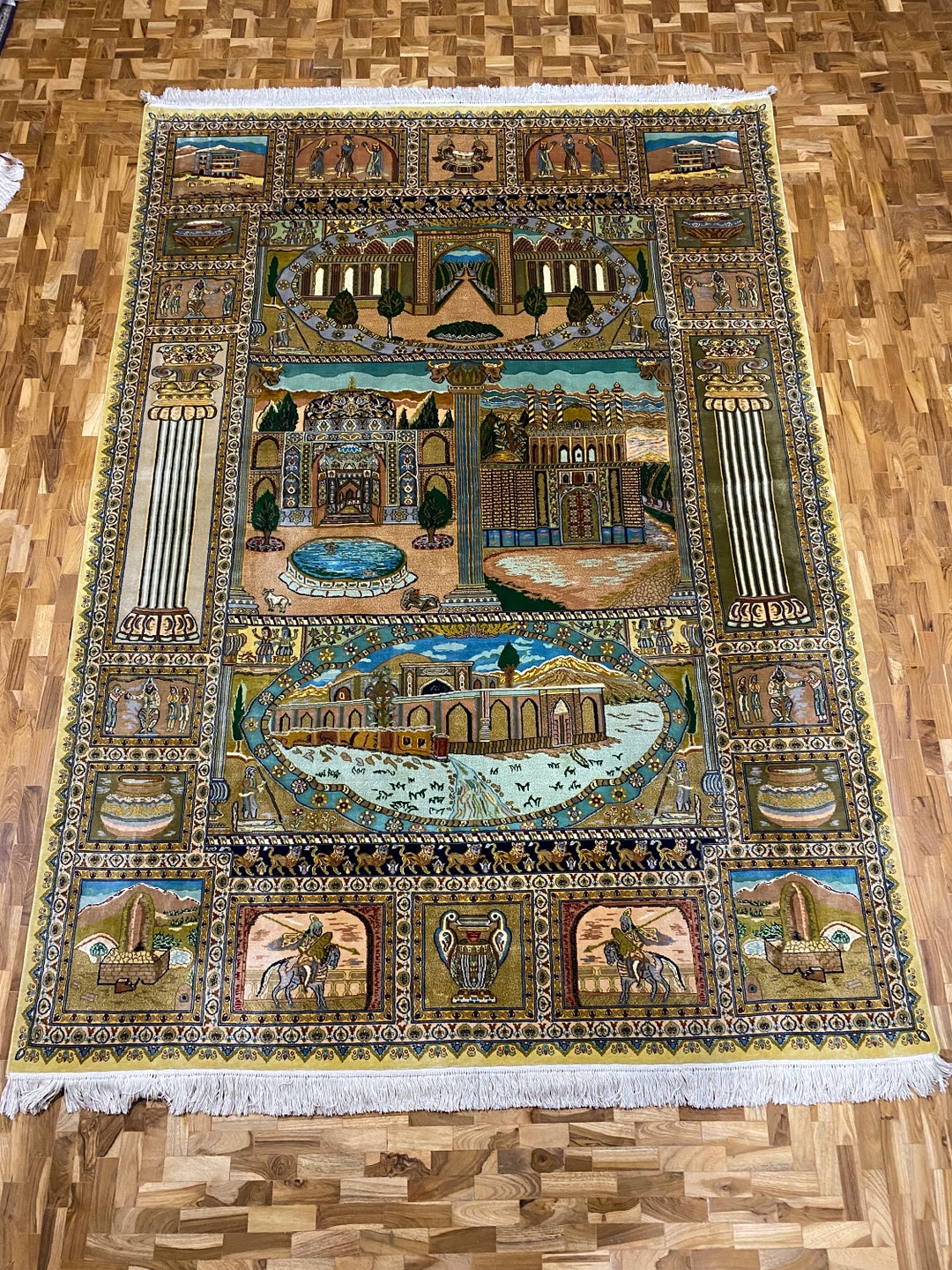 7x5ft Silk Kashmiri Rug. Darbar 100 % Silk Rug Fine Silk - Etsy