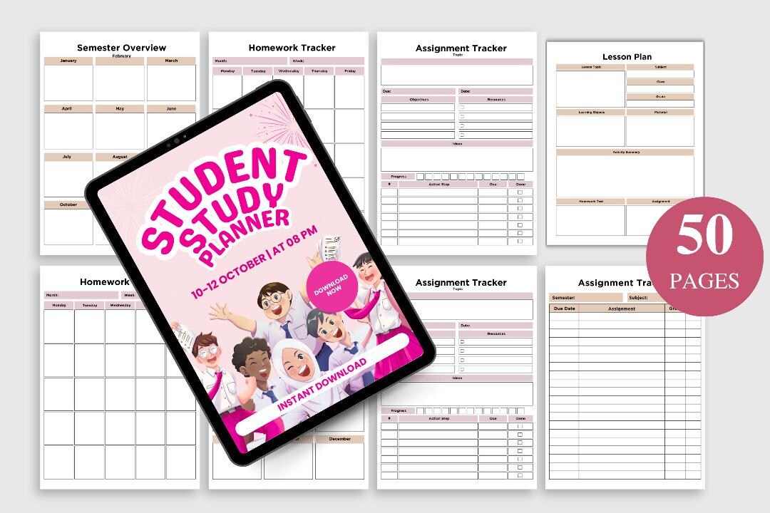 Student Study Planner (digital Download) - Etsy