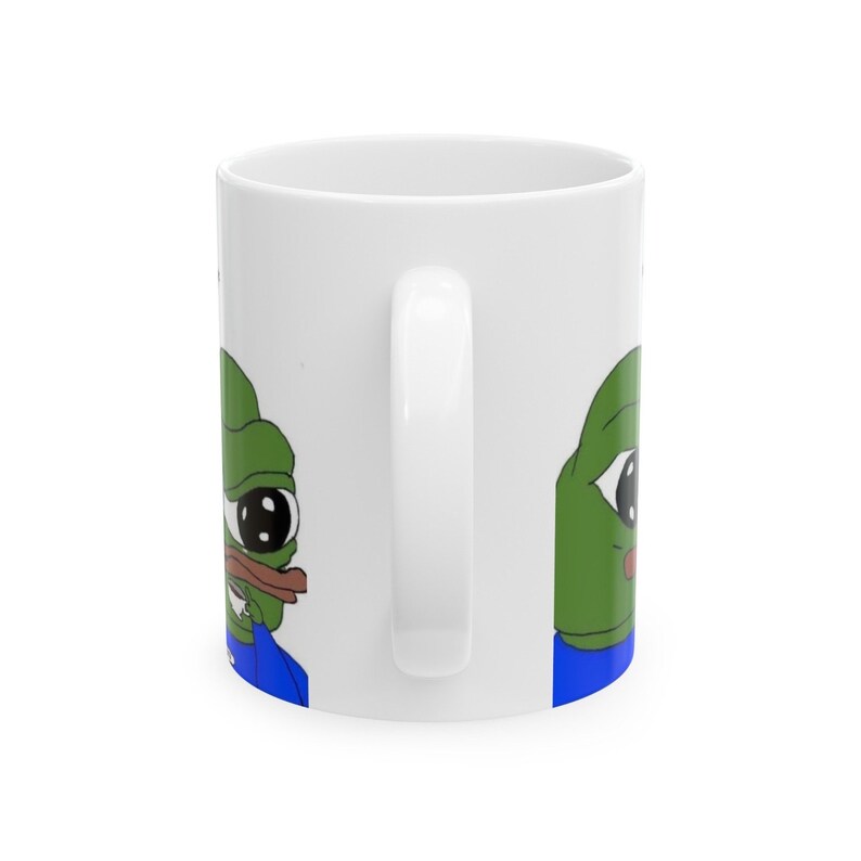 Peepo Frog Sipping Apu Meme Community Animal Frog Coffee Mug Cozy ...