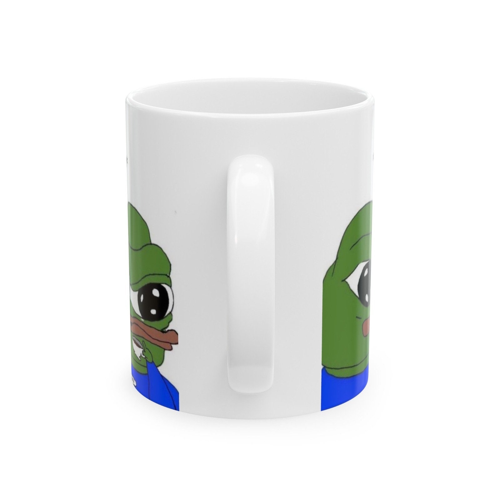 Peepo Frog Sipping Apu Meme Community Animal Frog Coffee Mug Cozy ...