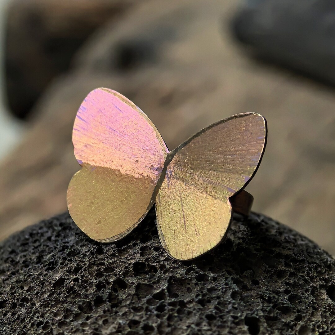 Titanium Butterfly Ring. Handmade Ring. Oxidized Titanium Jewelry ...