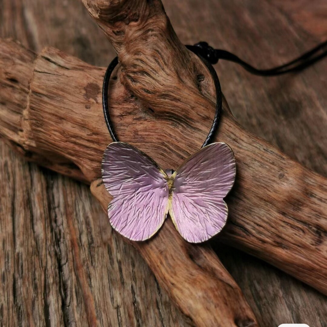 Titanium Butterfly Choker. Handmade Pendant. Oxidized Titanium Jewelry ...