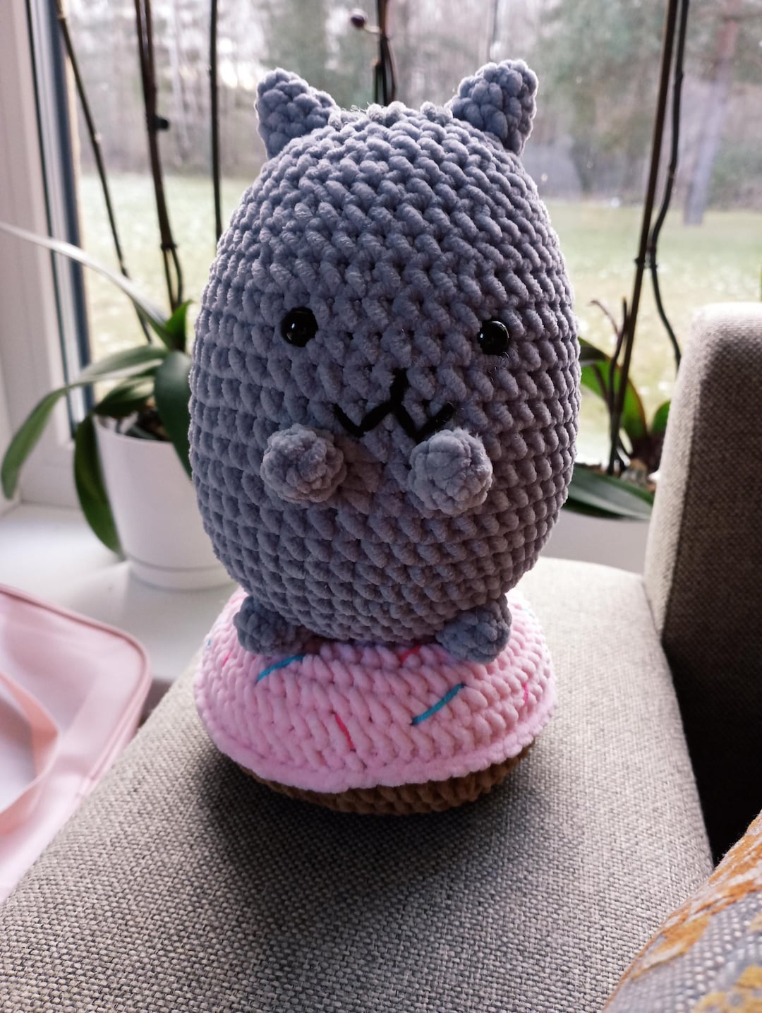 Pusheen Cat With a Donut, Crochet Pusheen Toy, Pusheen Plush, Cute ...